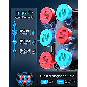 Magnetic Phone Holder for Car, Car Phone Holder Mount, Upgraded Metal Longer Hook Clip Fit More Vent Car Mount , Strong Magnets Phone Mount for Car Vent, for All Cell Phones Tablets Gifts for Men