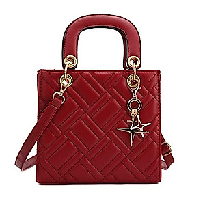 Qiayime Women Purse and Handbag Designer Ladies Fashion PU Leather Top Handle Quilted Satchel Shoulder Totes Crossbody Bag (big red)