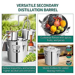 YITAHOME Alcohol Still 3 Gal / 12 L, Stainless Steel Moonshine Still with Built-in Thermometer and Fermentation Stand, DIY Home Alcohol Brewing Kit for Whiskey, Wine Making
