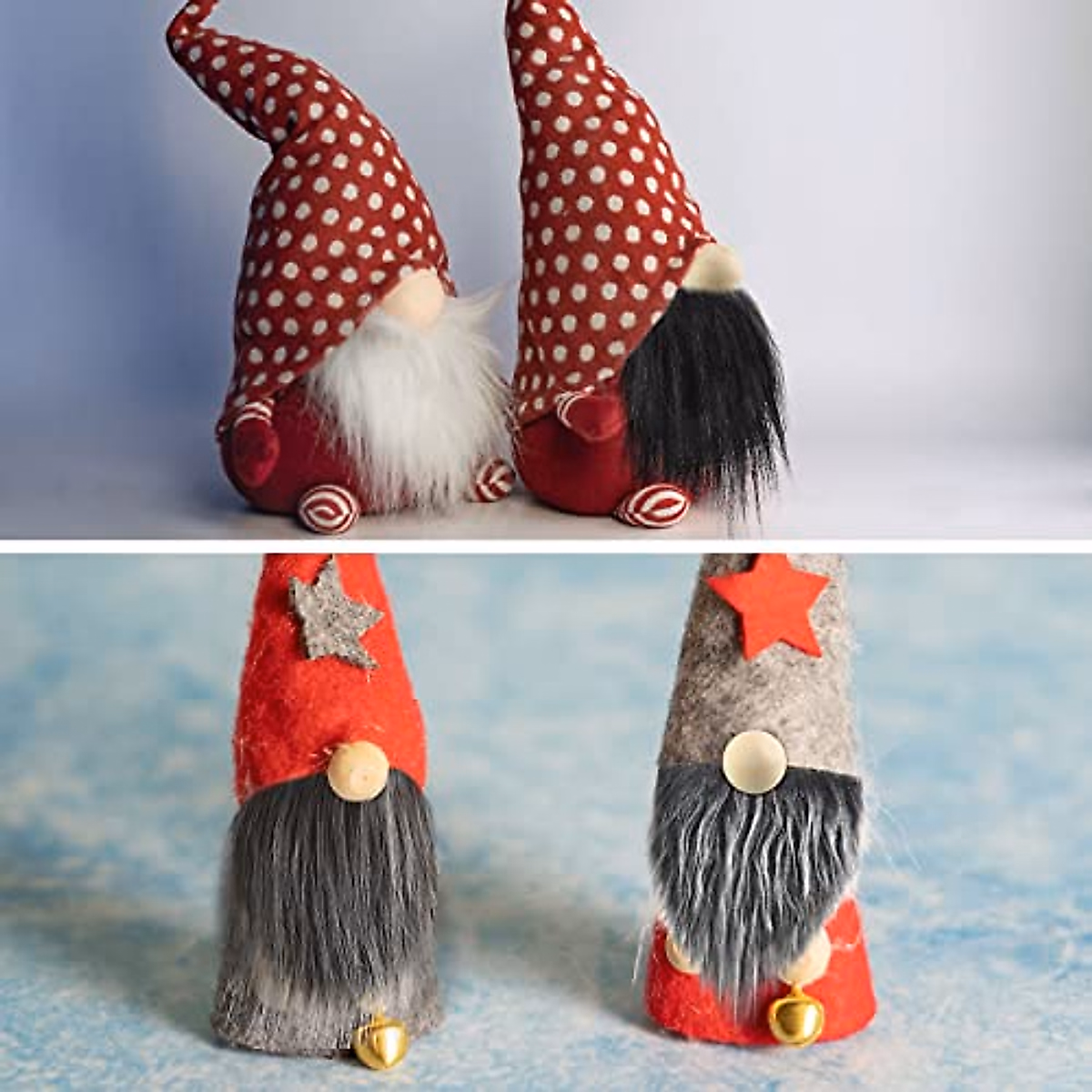 Juinte 12 Pcs Gnome Beards for Crafting Faux Fur Fabric Precut Gnomes Beards Handmade Dwarf Beard 20 Pcs Unfinished Wooden Balls for Xmas Decor
