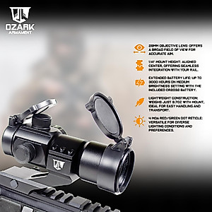 OZARK ARMAMENT Rhino Red Dot Sight for Rifle - Shotgun Scope, 4MOA Rifle Red Dot Sight, Red Dot Scopes for Rifles & Shotgun Scopes with Green Dot Sight & Red Dot Optics for Rifles, Reflex Sight