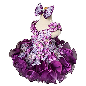 Jenniferwu G588 Infant Toddler Baby Newborn Little Girl's Pageant Party Birthday Dress Purple Size 3T