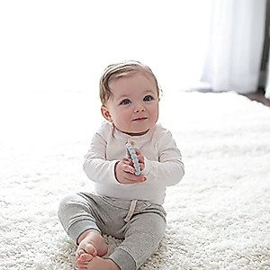 Dr. Brown’s Flexees Beaded Teether Rings, 100% Silicone, Soft & Easy to Hold, Encourages Self-Soothe, 3 Pack, Blue, Light Blue, Black, BPA Free, 3m+