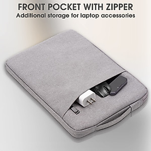 Arae Laptop Sleeve Bag Compatible with 13 inch MacBook Air Mac Pro M1 Surface Lenovo Dell HP Computer Bag Accessories Polyester Case with Pocket,Gray