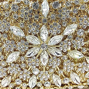 Women Snowflake Evening Bags Wedding Bridal Flower Crystal Clutch Purse Party Box Rhinestone Handbag (Mini,Gold&Silver)