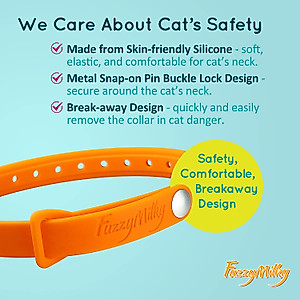 FuzzyMilky Cat Calming Collars - 3 Packs Cat Collar Infused with Pheromones (Orange) for Cat Anxiety Relief