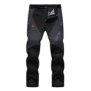 YSENTO Men's Hiking Cargo Pants Waterproof Windproof Fleece Lined Ski Snow Insulated Pants Black US 32