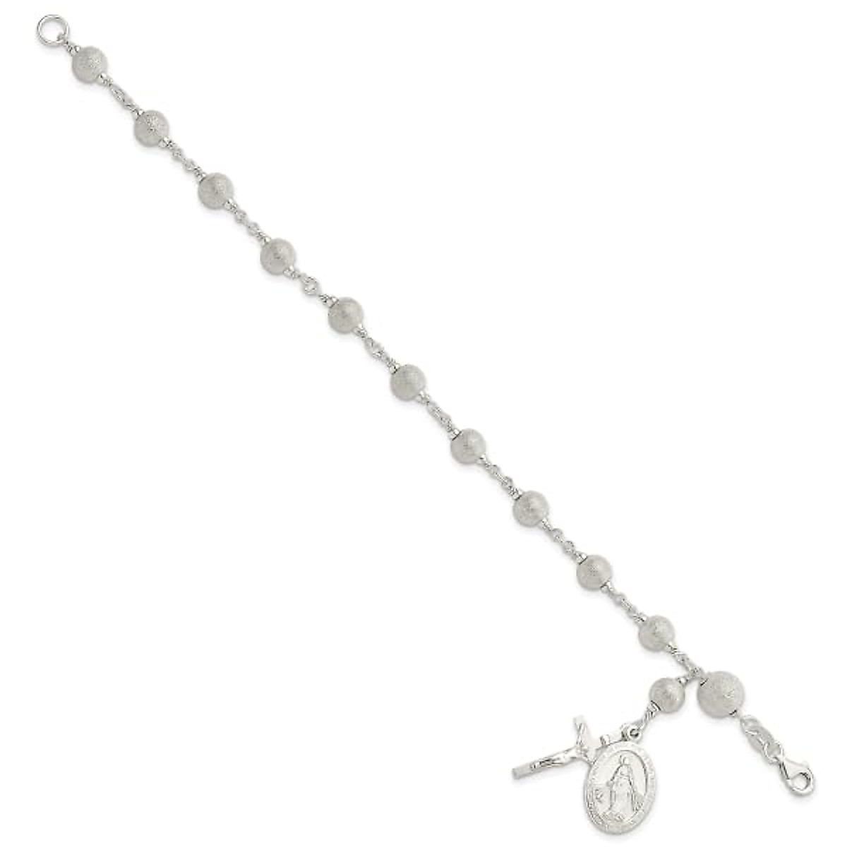 IceCarats 925 Sterling Silver Rosary Chain Charm Bracelet 7.75 inch