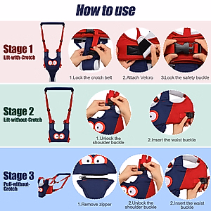 Panitay Handheld Baby Walking Harness Adjustable Toddler Walking Assistant Baby Walker Assistant Belt with 4 Pairs Baby Crawling Anti-Slip Knee 4 Pairs Non Slip Toddler Socks Grips, 7-24 Months Old