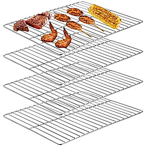 Elsjoy Set of 4 Barbeque Wire Mesh Net Grill Grid, 12 x 10 Stainless Steel Grill Grates BBQ Grill Racks, Replacement Smoker Wire Rack for Roasting, Cooling, Baking