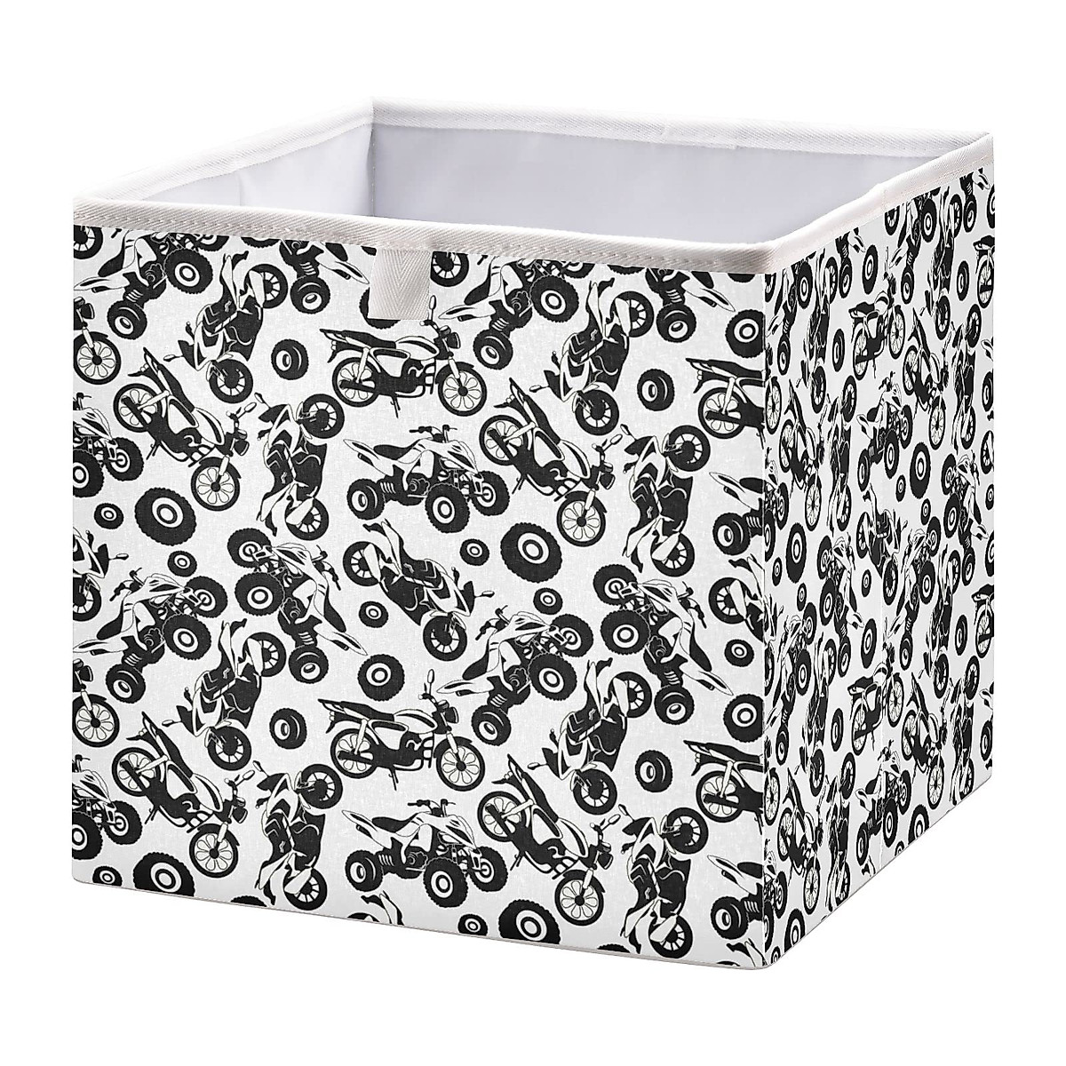 Motorcycle and Quad Cube Storage Bin Collapsible Storage Bins Waterproof Toy Basket for Cube Organizer Bins for Kids Girls Boys Toys Book Office Home Shelf Closet - 11.02x11.02x11.02 in