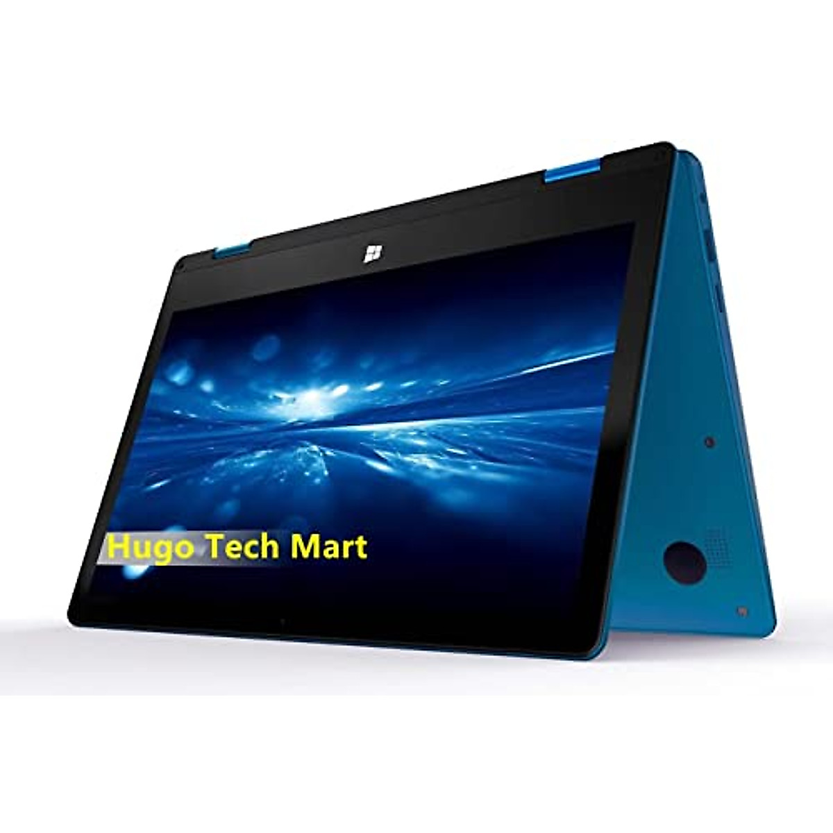 Hugo Tech Mart 11.6" HD Touchscreen 2-in-1 Convertible Laptop, Intel Celeron Processor Up to 2.8Ghz, 4GB RAM, 64GB SSD, Mini-HDMI, Webcam, Super-Fast WiFi Up to 1300 Mbps, Windows 11, Blue (Renewed)