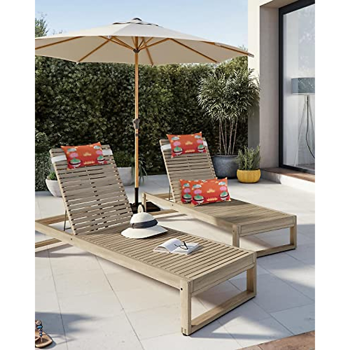 Recliner Head Pillow Ledge Loungers Chair Pillows with Insert Cartoon Cup Volcano Fire Graffiti Orange Red Texture Lumbar Pillow with Adjustable Strap Patio Garden Cushion for Sofa Bench Couch, 2 PCS