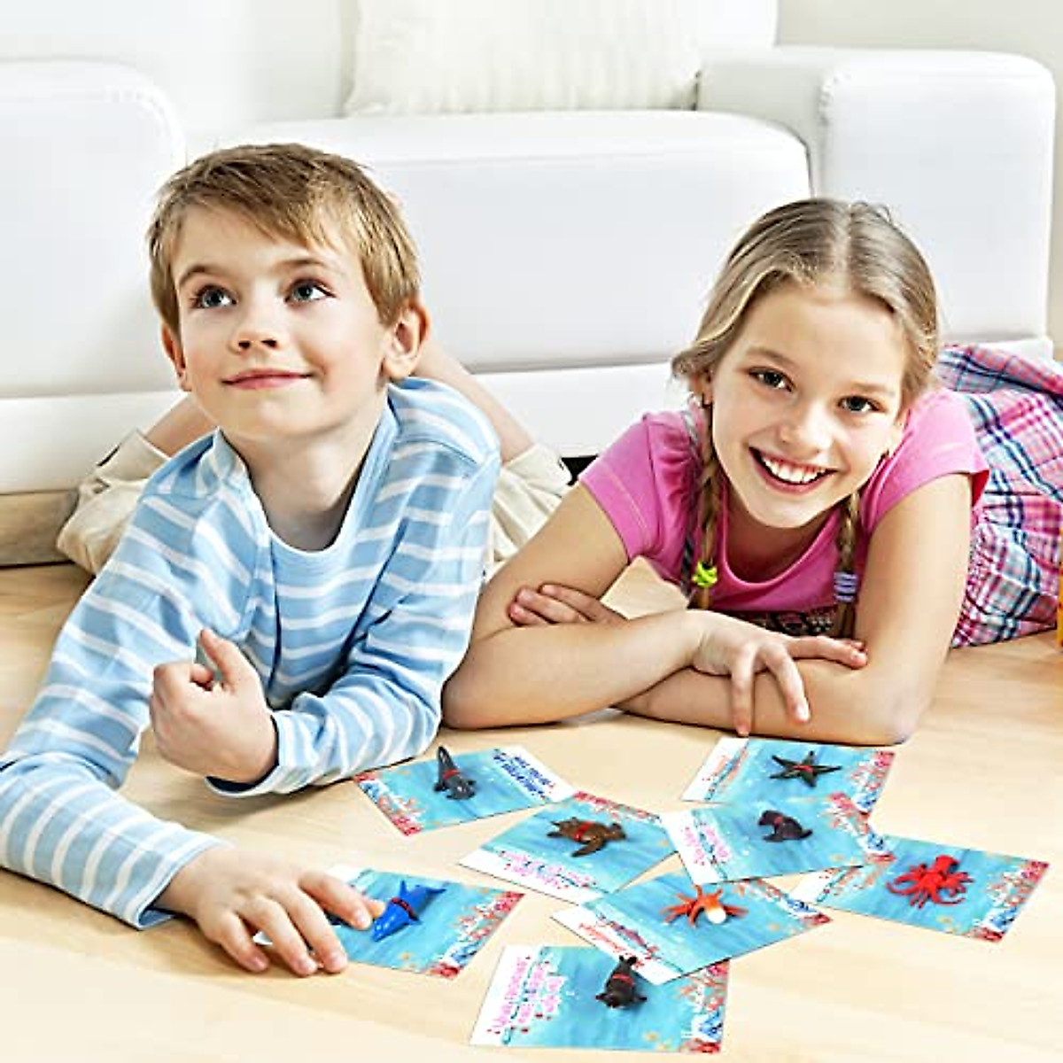 POPGIFTU 36 Pack Valentines Day Cards with Sea Animal Toys for Kids, Valentines Gift Set , Fun Valentines Party Favors for Boys Girls, Classroom Exchange Treat Prizes Bulk for School Class Teacher