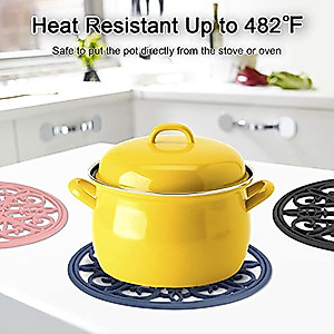 Trivets for Hot Dishes - NWFHTD Silicone Trivet Mat for Kitchen Counter - Hot Plates to Protect Table / Hot Pads for Countertops / Hot Pot Holder / Pads for Hot Pots & Pans - Set of 3, Black