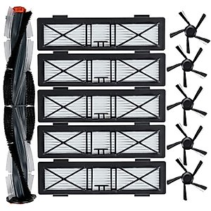 JoyBros Replacement Accessories Kit Compatible for Neato D Series D75 D80 D85 Connected D3 D4 D5 D6 D7 D8 D9 D10 Robotic,1 Main Brush,5 HEPA Filter, 5 Side Brush