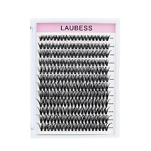 Cluster Lashes 240pcs 40D DIY Eyelash Extension D Curl Long Individual Lashes Mixed Tray Faux Mink Lash Clusters Extensions 0.07 0.10 Black (40D-0.07D-9-16mm)