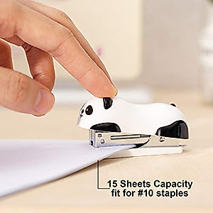 Deli Mini Cute Panda Desktop Stapler, Office Stapler, 12 Sheet Capacity, Includes Built-in Staple Remover & 1000PCS No.10 Staples