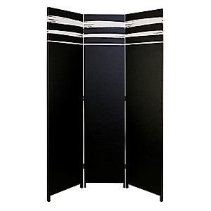Kiera Grace Stockholm Dahl Decorative 3-Panel Room Divider for Home & Office, 47" W x 71" H x 1" L, Black