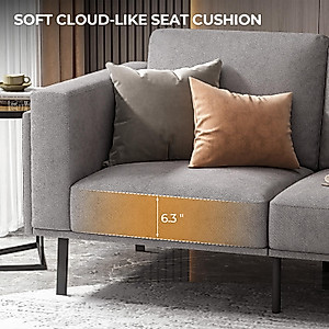 Fadware Loveseat Sofa, 59'' Small Couch for Bedroom Comfy Linen Love Seat, Modern 2-Seater Mini Love Seats Couches with Thickened Back Cushions for Small Spaces, Apartment, Dorm, Office, Grey
