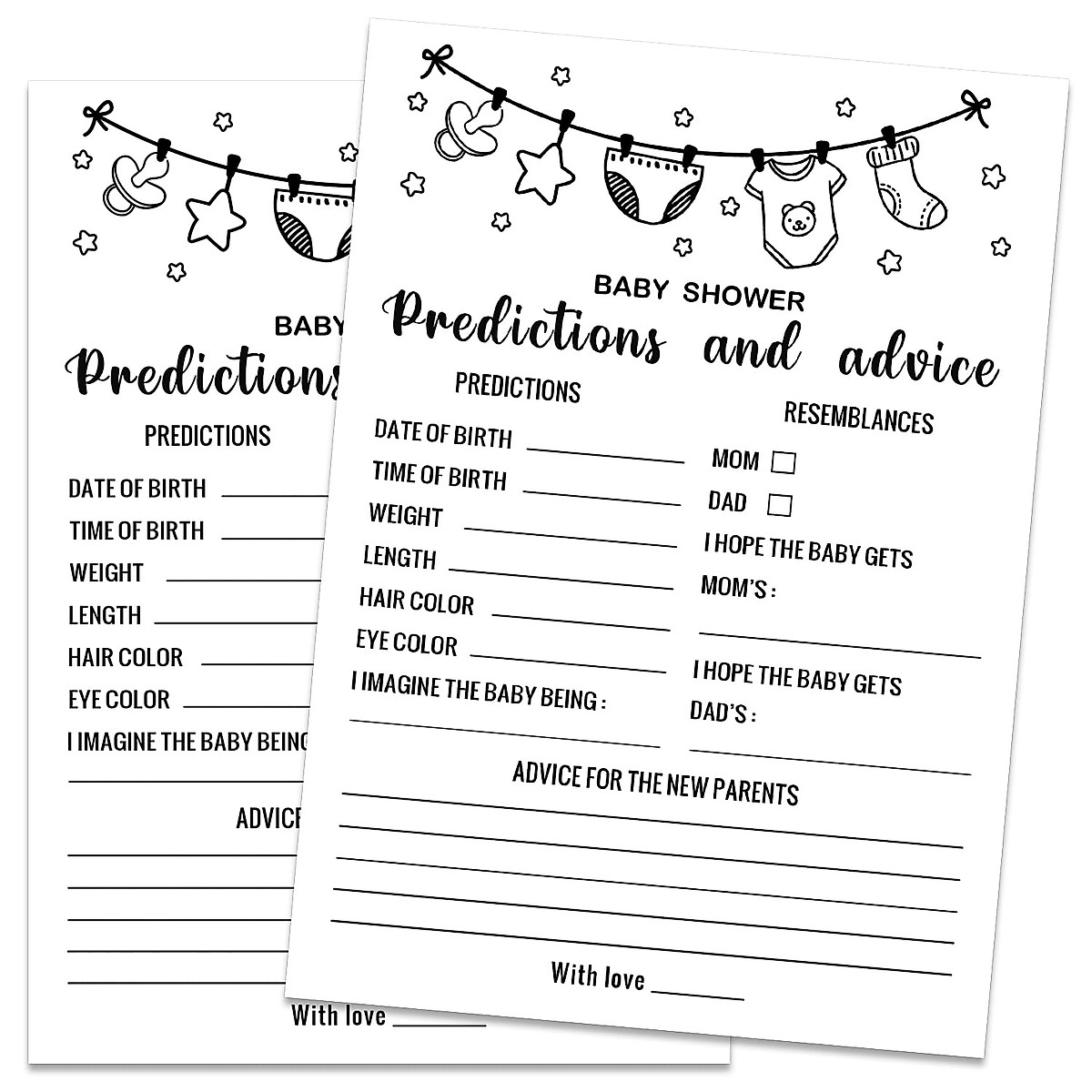 Baby Predictions and Advice Baby Shower Game, Girl or Boy Babies New Parent Message Advice Book, Baby Shower Party Games Supplies & Activities, 30 Game Cards Included
