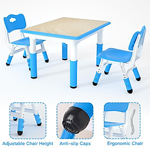 LulliSpace Kids Table and 2 Chairs Set, Height Adjustable Toddler Table and Chair Set,31.5"X23.6"Graffiti Desktop,Activity Table for Daycares,Homes,Classroom,Eco-Friendly, and Stylish Design
