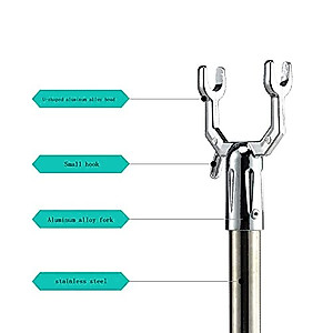 Seasonfall 63 Inch Long Reach Stick for Hanging Clothes Closet Poles for Reaching Clothes Extendable Reach Pole with Hook Retractable Adjustable Rod for Ceiling and Shelf