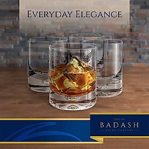 Badash Galaxy Crystal Old Fashioned Glasses - Set of 4 Mouth-Blown Lead-Free Crystal 8 oz. Rocks Glasses for Whiskey, Bourbon & Scotch