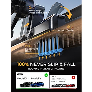 AINOPE Tesla Phone Mount Holder 2024 Upgrade Gravity Tesla Model 3 Y Phone Mount Holder Tesla Phone Holder Fits for All iPhone & Android Phones