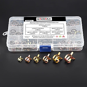 QTEATAK 60 Pcs Fuel Silicone Vacuum Hose Spring Band Type Action Pipe Clamp Low Pressure Air Clip Clamp SIZE: 6mm 9mm 10mm 12mm 14mm 15mm