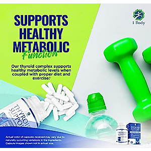 1 Body Thyroid Support Supplement for Women and Men - 2 Pack 60 Days - Energy & Focus Formula - Vegan & Non-GMO - Iodine, Vitamin B12 Complex, Zinc, Selenium, Ashwagandha, & More…