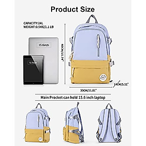 VGOCO School Backpack for Teens Girls Boys, Middle High School Bookbag Unisex Lightweight Backpack Bag Water-proof Casual Rucksack for Women Men, Fits 14 inch Laptop Work Daypack Blue Yellow