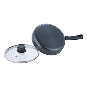 Vinod Pearl Hard Anodised Deep Fry Pan with Glass Lid, 9.5", Black