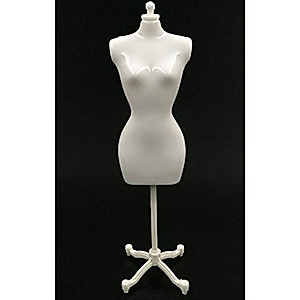 Gigicloud Doll Dress Form Tiny Doll Dress Body Manikin Base Stand 30cm Mini Mannequin Dress Clothes Gown Model Stand Mini Clothing Display Stand for Doll Display Holder,White