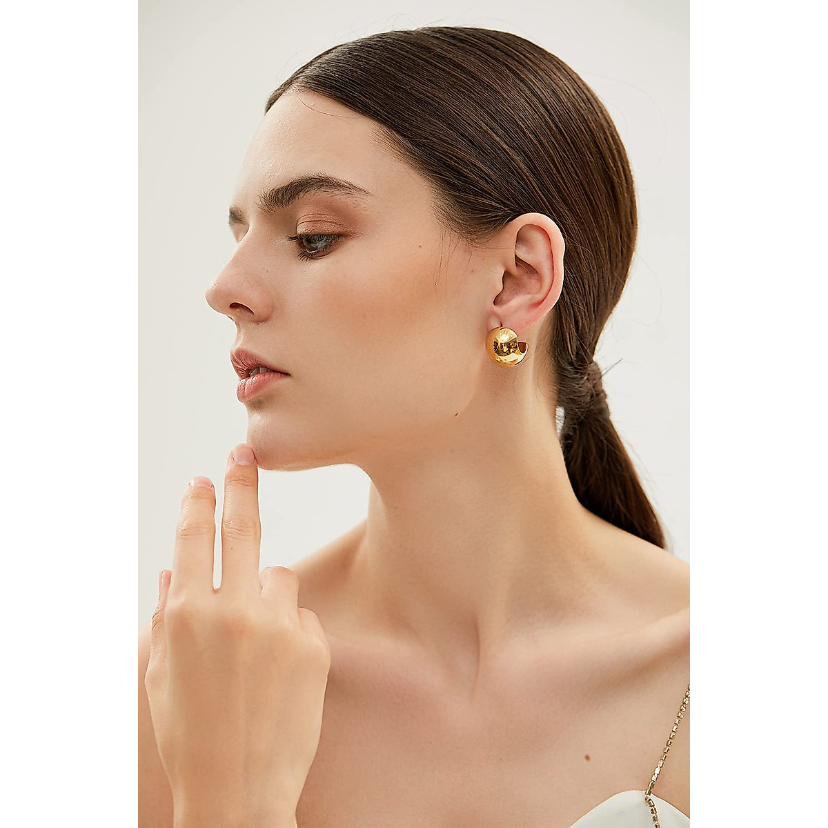 POVIK Clip On Earrings for Women Gold Hoop Earrings 14K Gold Plated Gold Ball Hypoallergenic Earrings Lightweight Chunky Statement Earrings Gift Fashion Jewelry