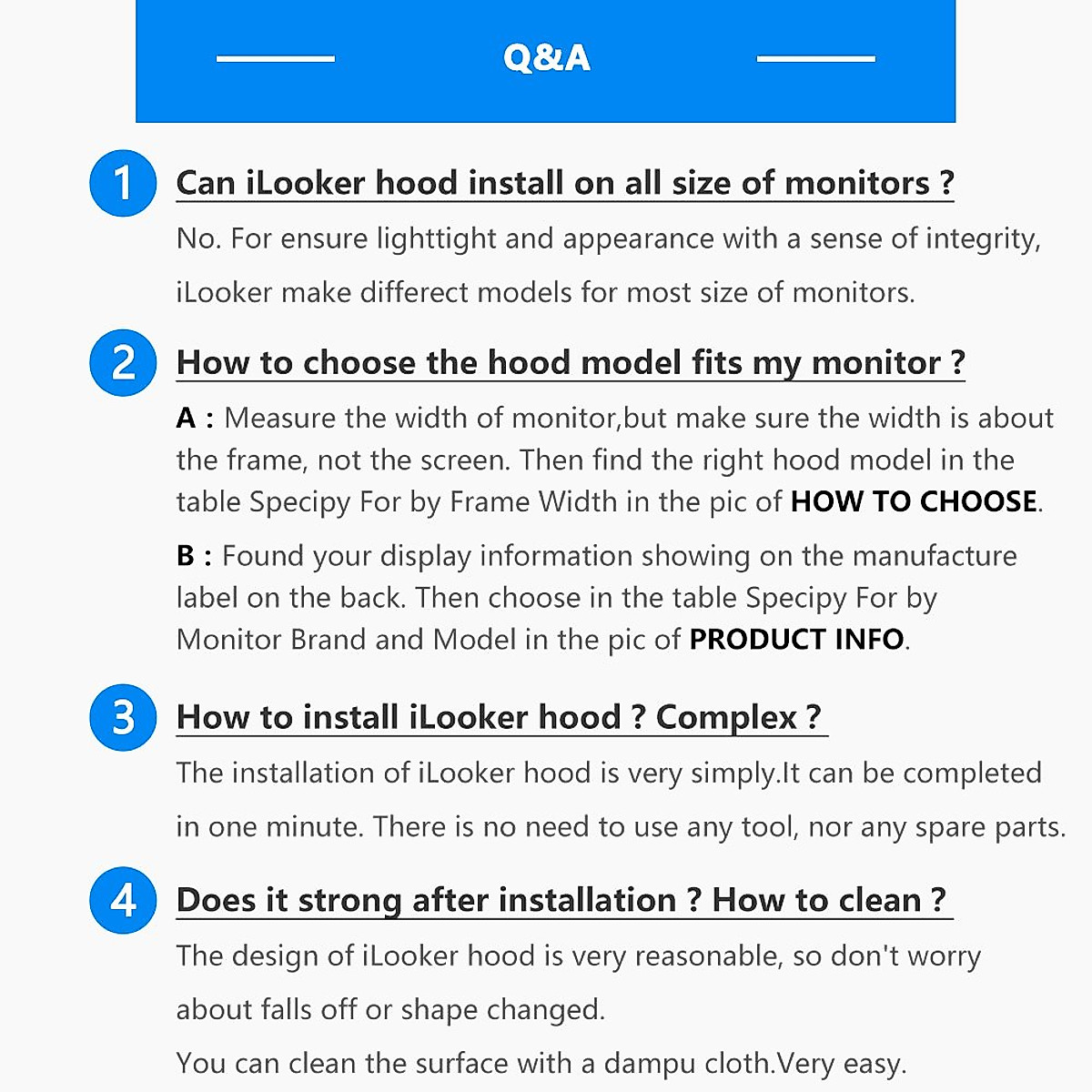 iLooker 20E 19~20 inch LCD LED Video Monitor Hood Sunshade Sunhood for Dell HP Viewsonic Philips Samsung LG EIZO NEC ASUS ACER BENQ AOC Lenovo, Fits Monitor Frame Width 455-480mm