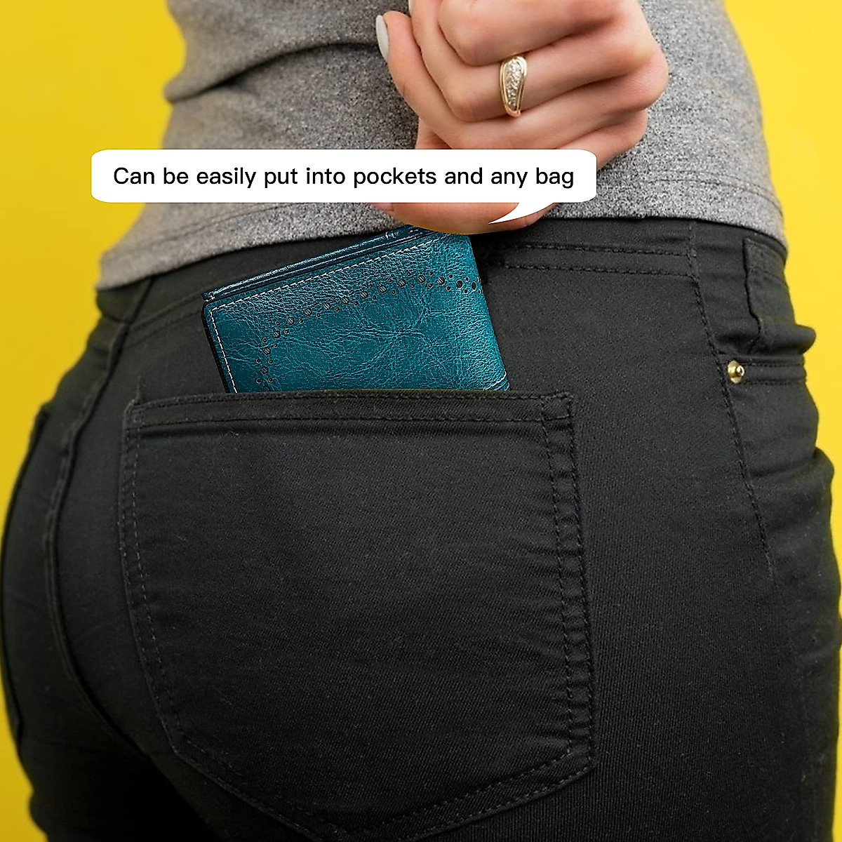 Seammer Small Leather Wallet for Women RFID Blocking Bifold Zipper Pocket Card Case Purse with 2 ID Windows (Blue)