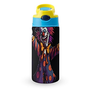 Stainless Steel Water Bottles Cute Cartoon Clown Travel Water Cups with Handle And Silicone Straw Drinking Cup with Leak Proof Lid Thermo Travel Mug for Women Men