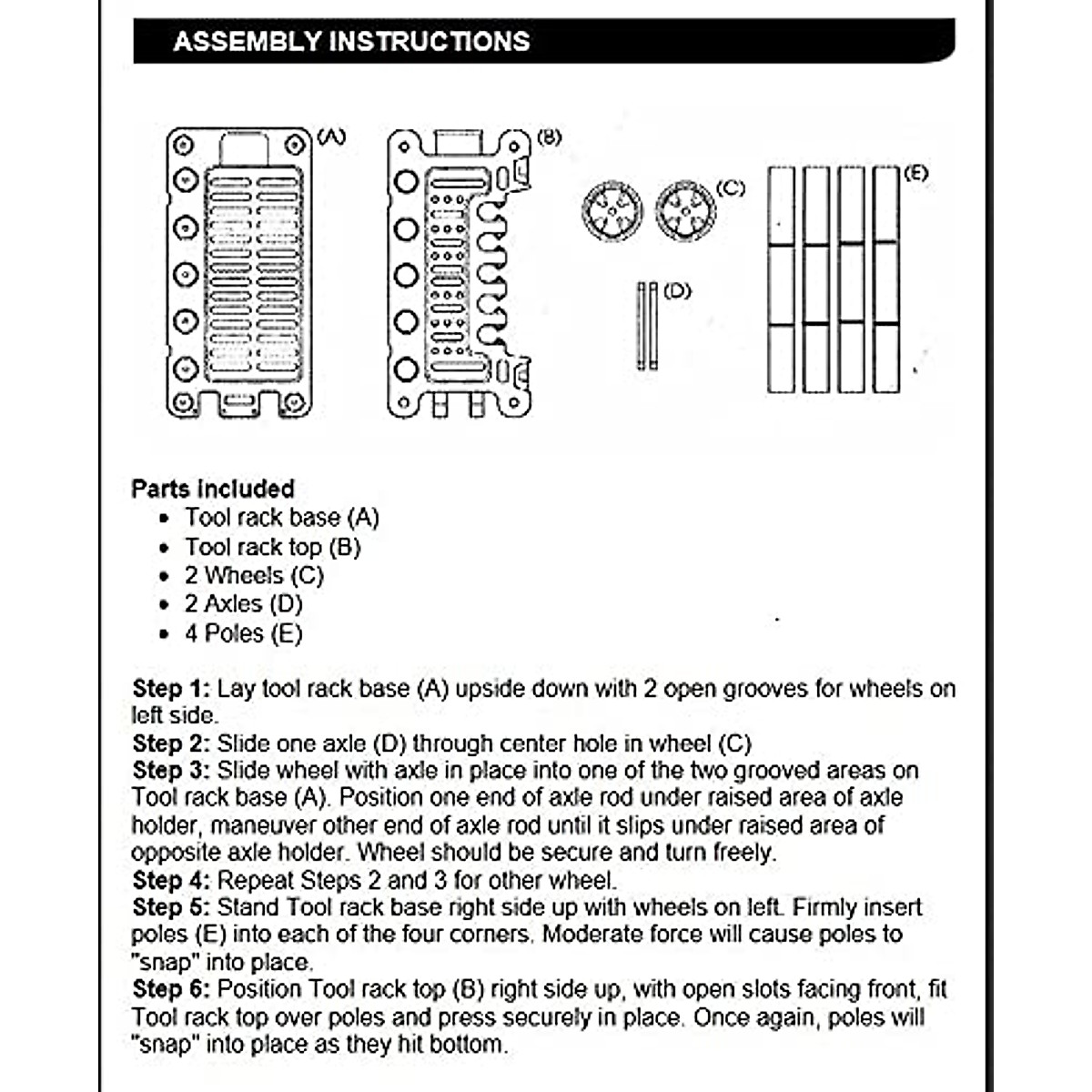 Gardening Tools Organizer - Rolling Utility Cart with Wheels Holds 40 Yard Tools - Garage Organization and Storage Home Essentials by Stalwart