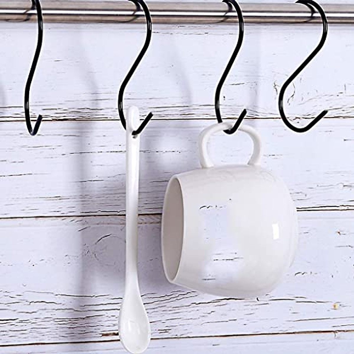Hook up 10pcs/Set Metal S-Shaped Hook Bathroom Kitchen Coat Hook Multifunctional Storage Hook Hanger Kitchen Stand (Color : Black) jiangyu1994 (Color : Black)