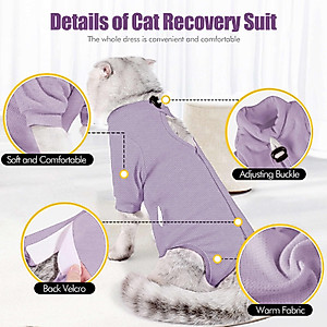 Cat Recovery Suit Female Cat Onesie for Cats After Surgery, Cat Surgery Recovery Suit for Spay Abdominal Wounds Anti Licking, Surgical Recovery Suit Bodysuits with Long Sleeves for Cats Kitten