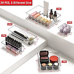 Simple Houseware 20-Pack Clear Plastic Drawer Organizers (6S, 7M, 5L, 1 XL, 1XXL)