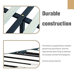 AGARTT Upholstered Platform Bed Frame Full Size with Headboard and Footboard/Wooden Slats Support/No Box Spring Needed/Easy Assembly,Green Velvet