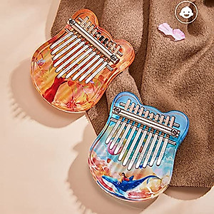 10 Keys Finger Piano Mini Kalimba Thumb Piano Acrylic Material Cute Bear Cherry Shape Mini Musical Instrument Portable Suitable for Beginners (Cherry blossom deer)