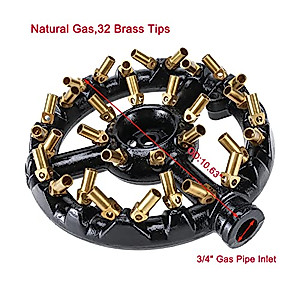 skyehomo Natural Gas Jet Burner for Chinese Wok Range, Grilling, Stir Fry | Bronze Round Nozzle Jet Burner Cast Iron with 32 Brass Tips - Up 160,000 BTU