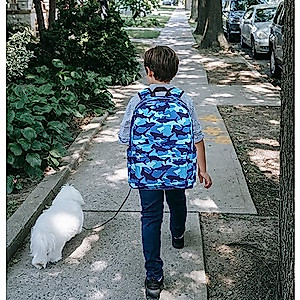 Octsky Kids Backpack for School Girls Boys Backpack with Lunch Box Set Elementary High School Book Bag Backpack for Teens Camo Shark Blue