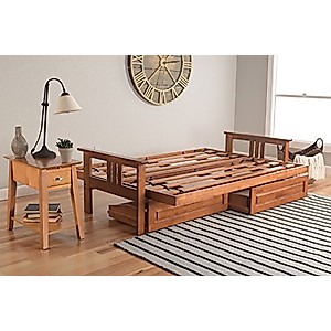 Kodiak Furniture Monterey Futon Set with Storage Drawers, with Barbados Base and Linen Charcoal Mattress