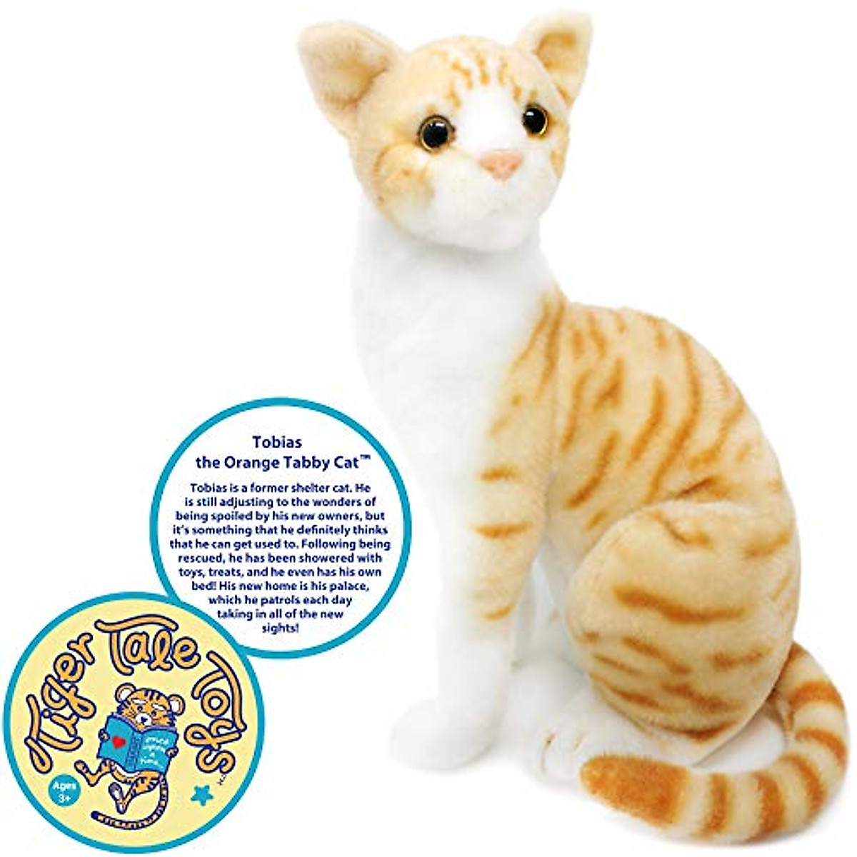 VIAHART Tobias The Orange Tabby Cat - 12 Inch Stuffed Animal Plush - by Tiger Tale Toys