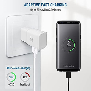 Fast Charger with USB Type C Cable 10ft for Samsung Galaxy S10/S10e/S10 Plus/S9/S9 Plus/S8/S8 Plus/A13/S23/A30/A31/A32/A50/A51/A52/A53/Note 20/Note 10/Note 9/Note 8/S20/S20+/S21/S21+/S22 Ultra,2Pack