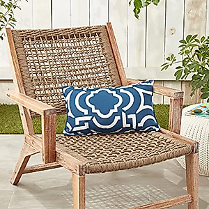 Pillow Perfect Outdoor/Indoor Carmody Navy Lumbar Pillows, 2 Count (Pack of 1), Blue